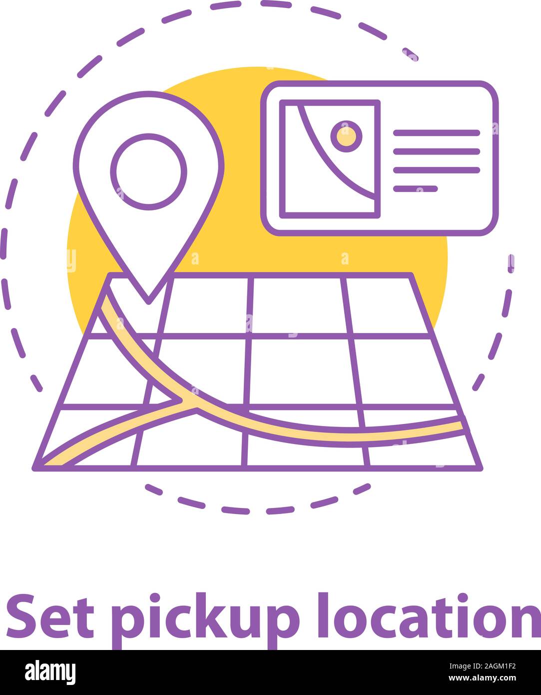 Setting pick up location concept icon. Choosing start destination point ...