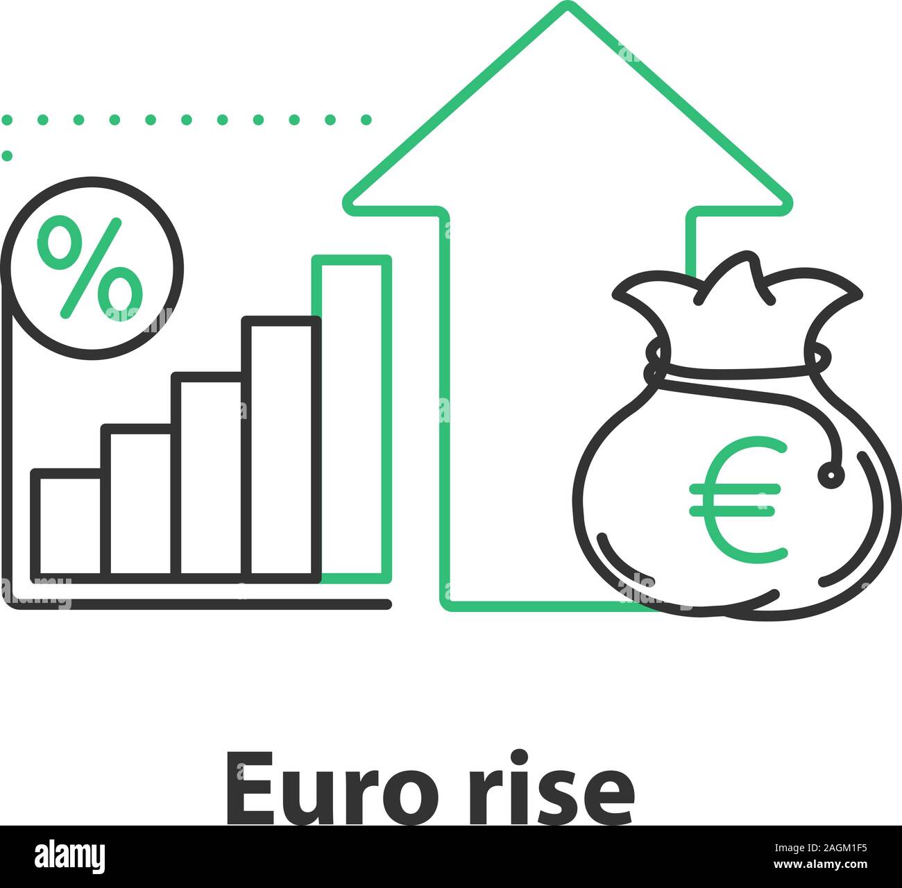 Euro rise concept icon. Profit growth idea thin line illustration ...