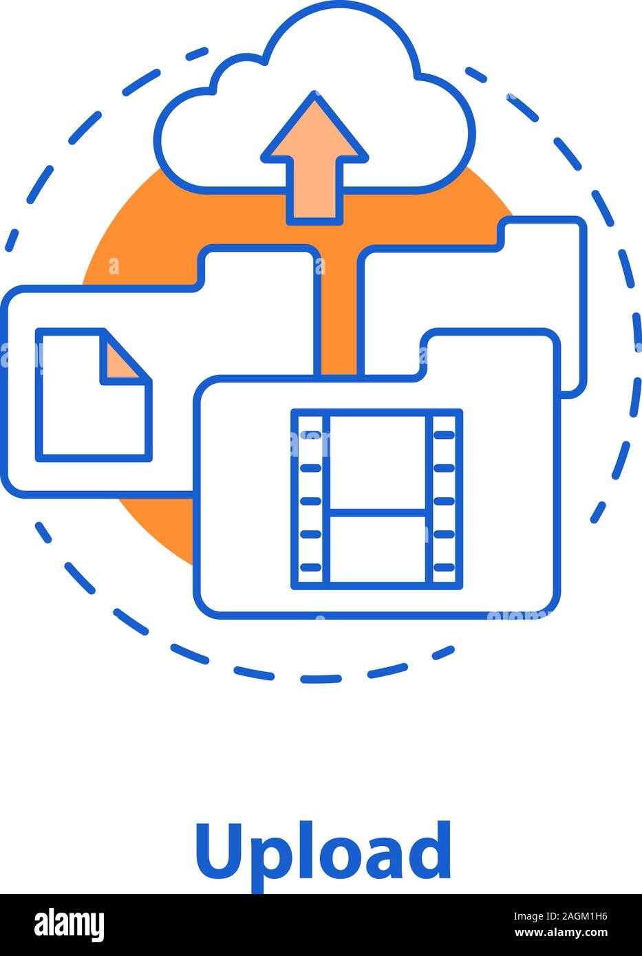 Upload new files concept icon. Digital data storage idea thin line ...