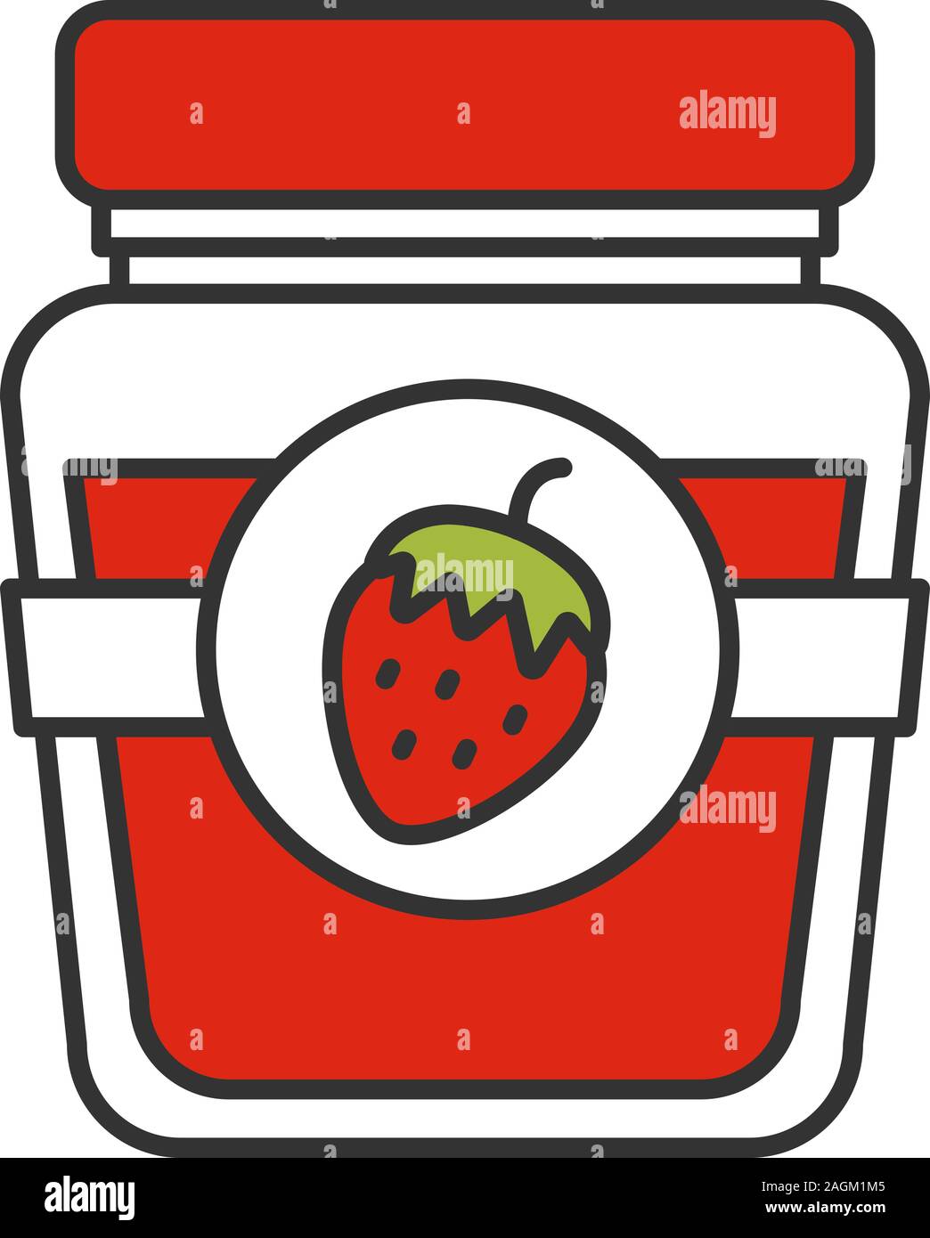 Strawberry jam jar color icon. Fruit preserve. Isolated vector ...