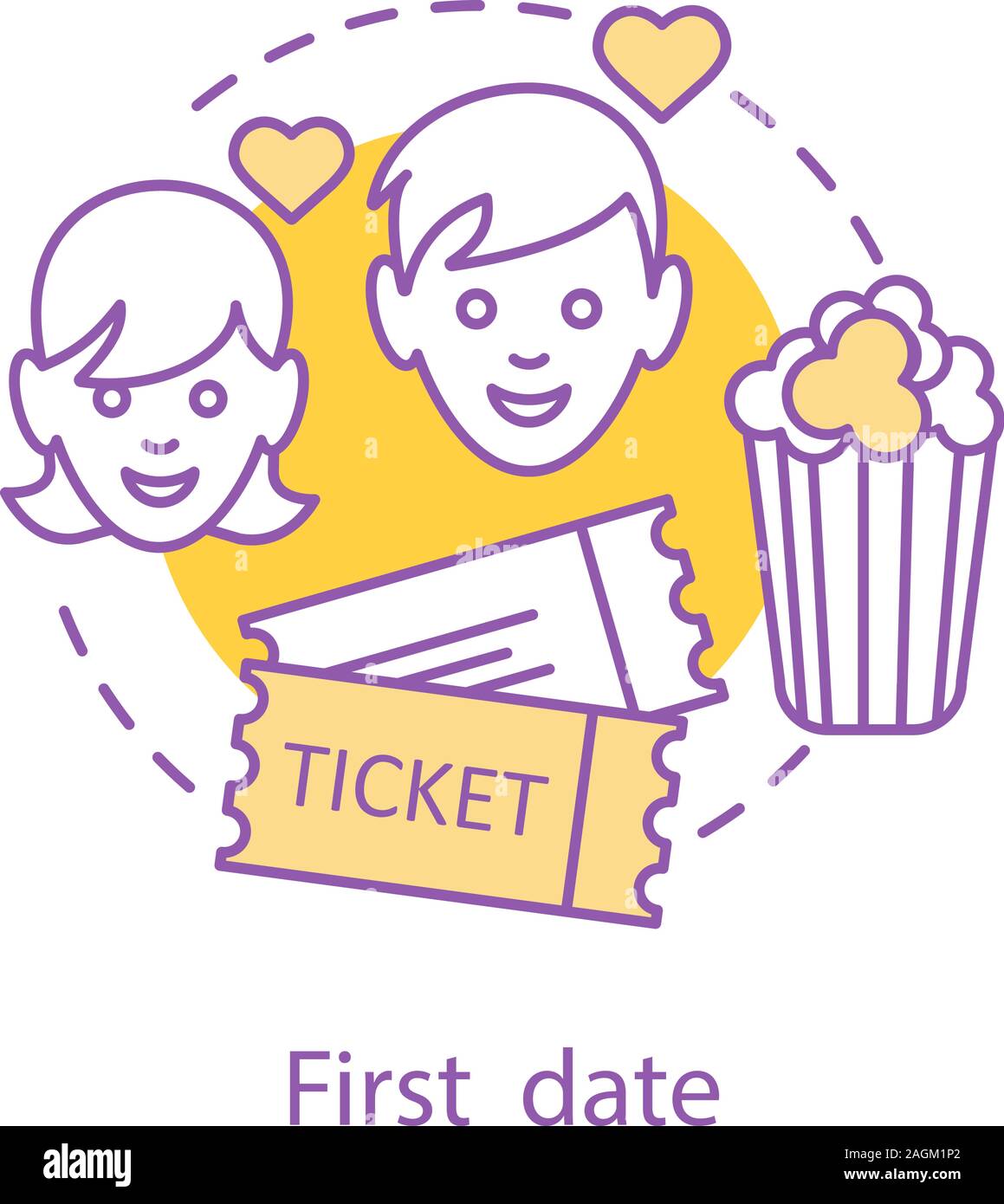First date concept icon. Romantic relationships idea thin line ...