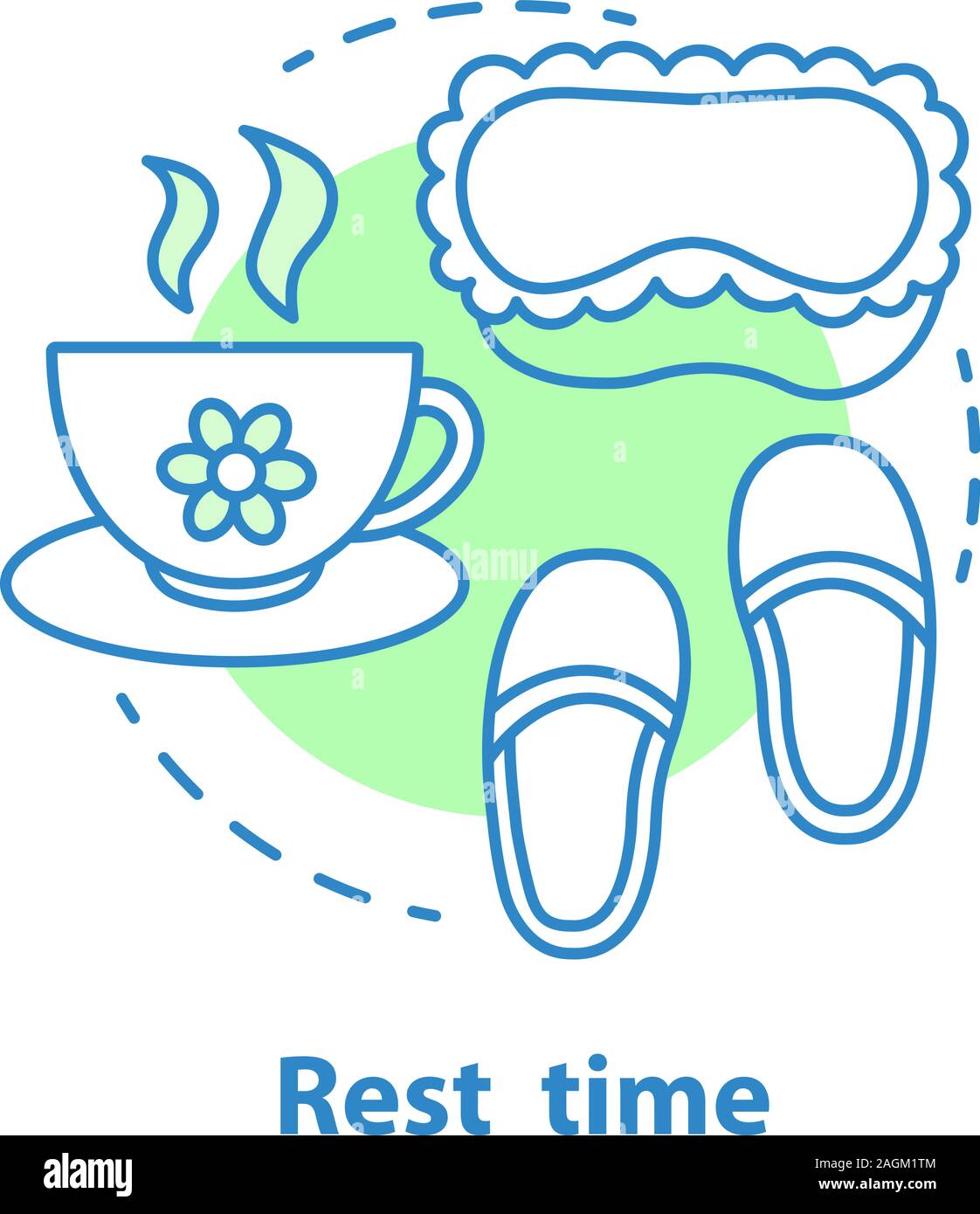 Bedtime concept icon. Sleeping idea thin line illustration. Rest time ...