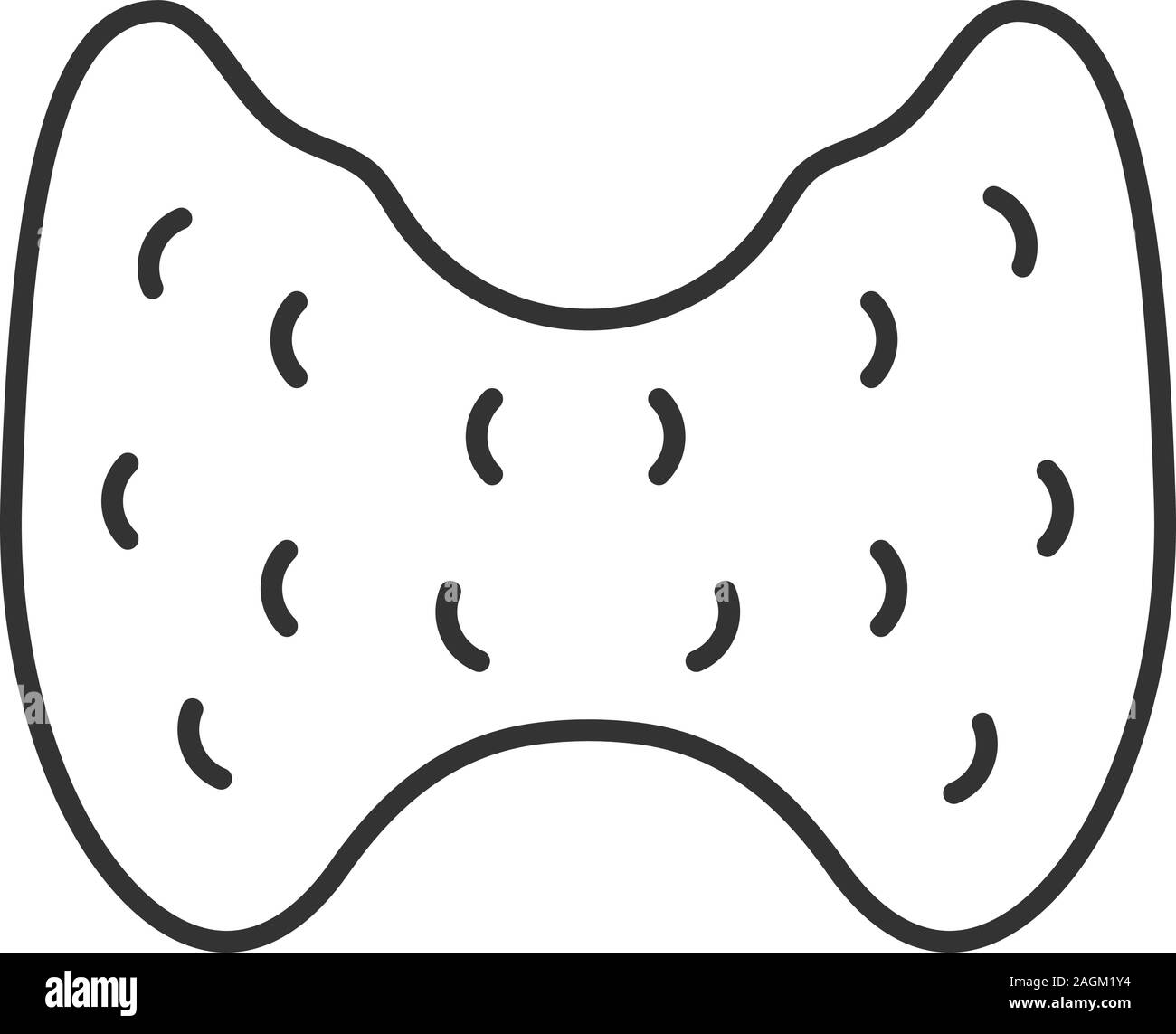 Thyroid gland linear icon. Thin line illustration. Endocrine gland ...