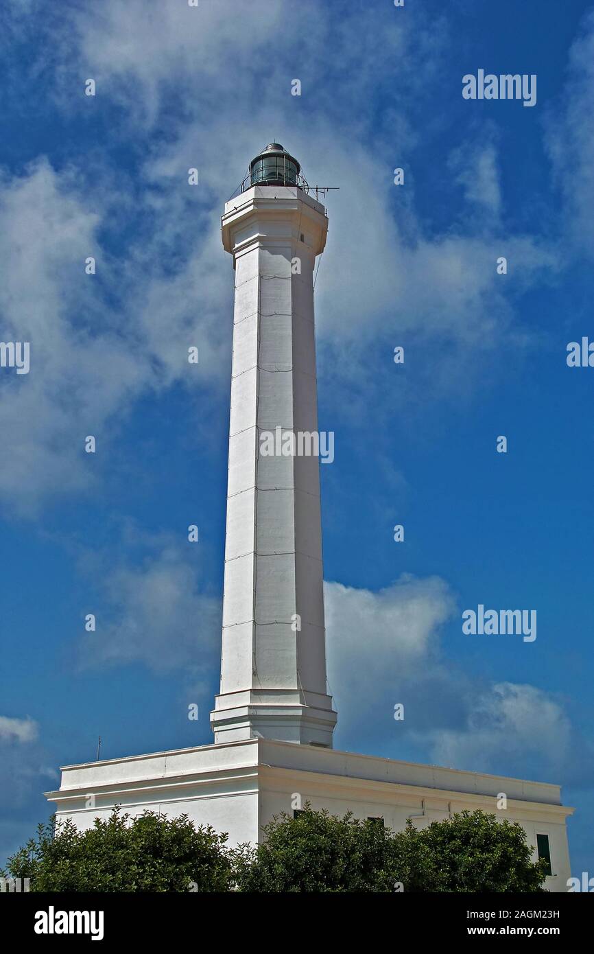the great octagonal lighthouse of Cape of leuca,St. Mary of Leuca Stock ...