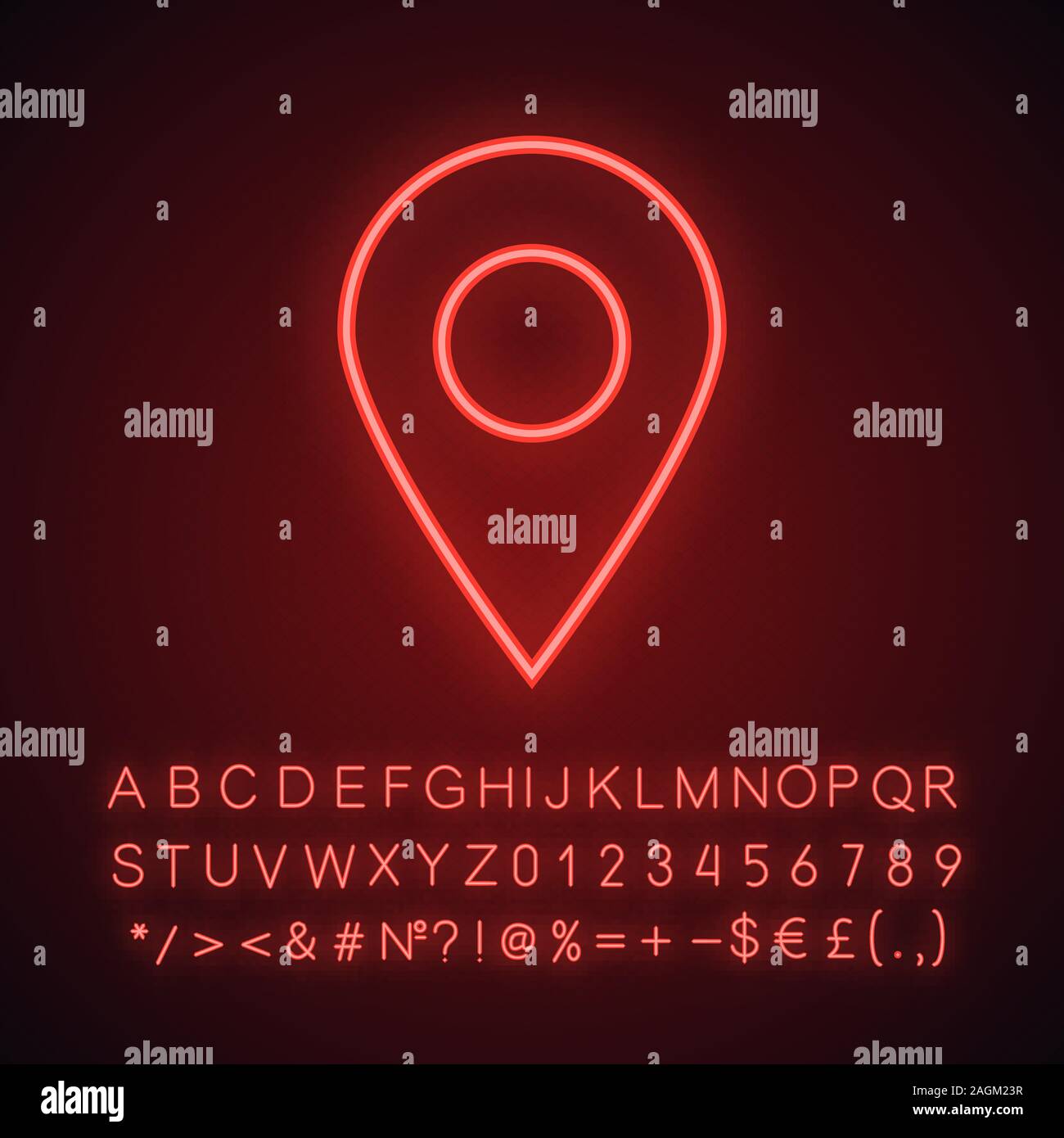 Map pinpoint neon light icon. GPS. Geolocation. Glowing sign with ...