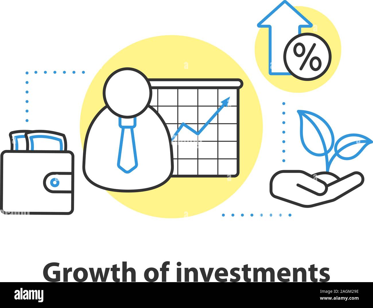 Investment growth concept icon. Profit rise idea thin line illustration. Business development ...