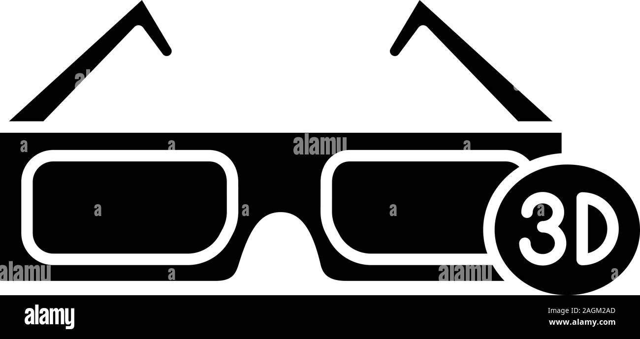 3D glasses glyph icon. Polarized anaglyph glasses. Silhouette symbol ...