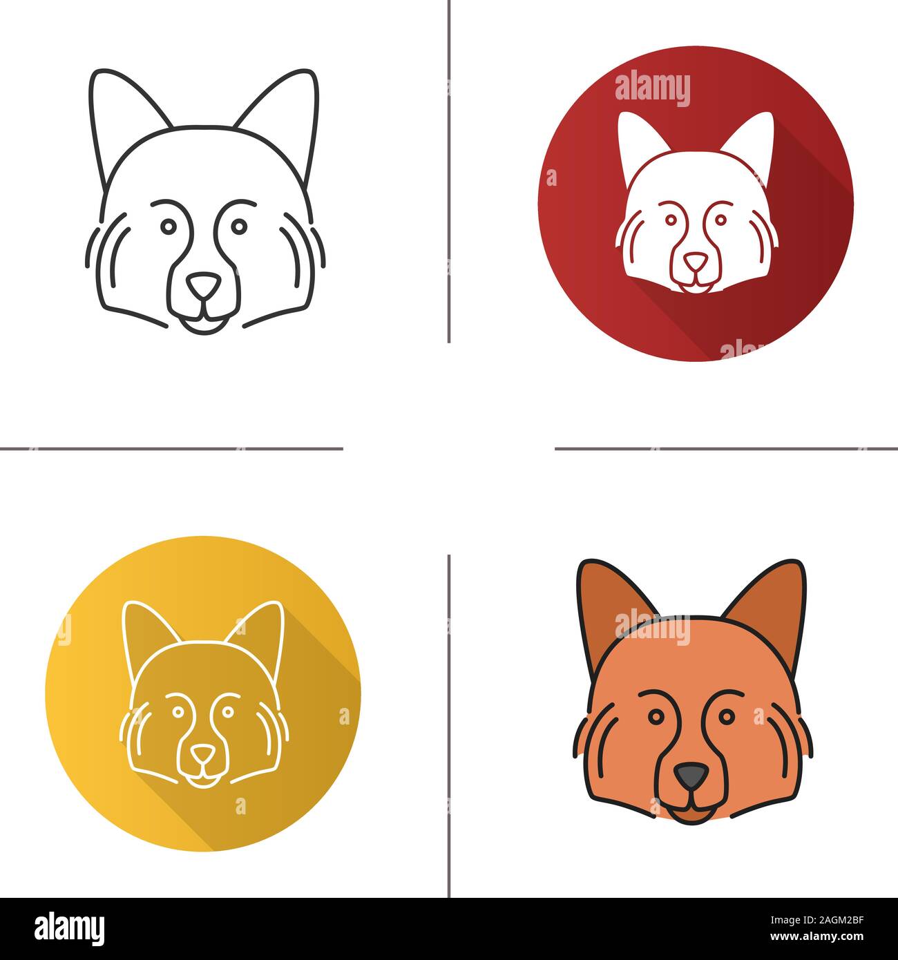 German Spitz icon. Hunting dog breed. Flat design, linear and color ...