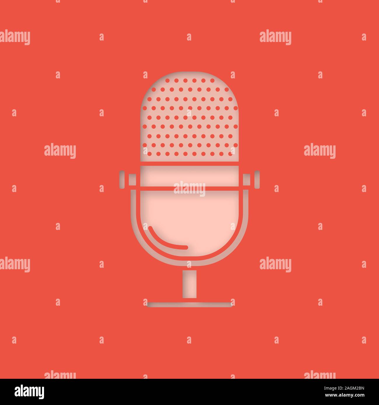 Microphone paper cut out icon. Radio broadcasting. Vector silhouette ...
