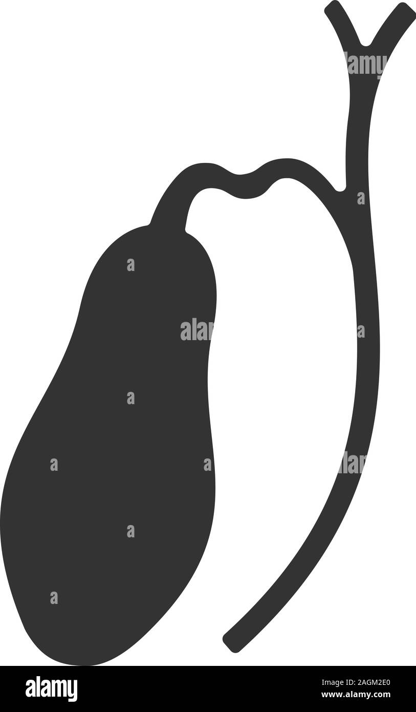 Gallbladder and ducts glyph icon. Silhouette symbol. Negative space ...