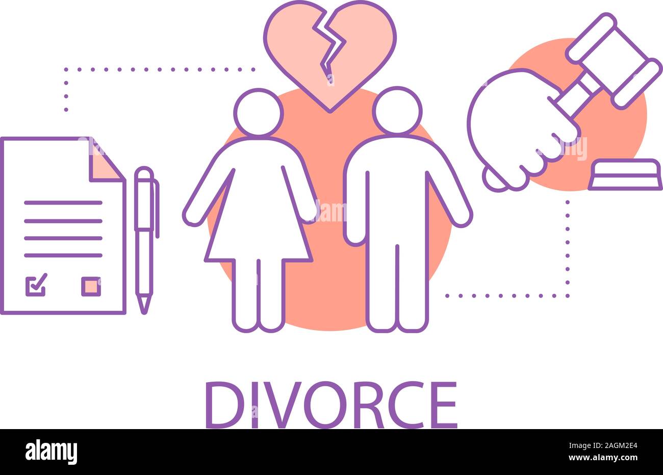 Divorcing couple concept icon. Division of property idea thin line ...