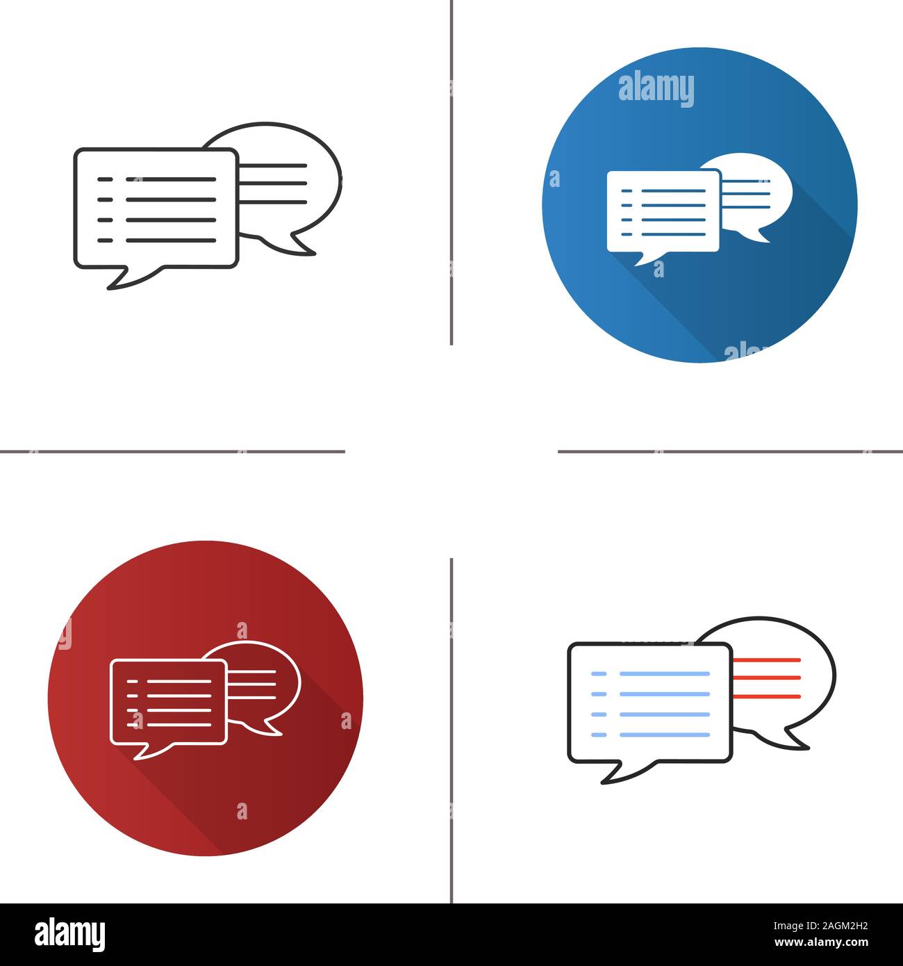 Speech bubbles icon. Chatting. Forum. Flat design, linear and color ...