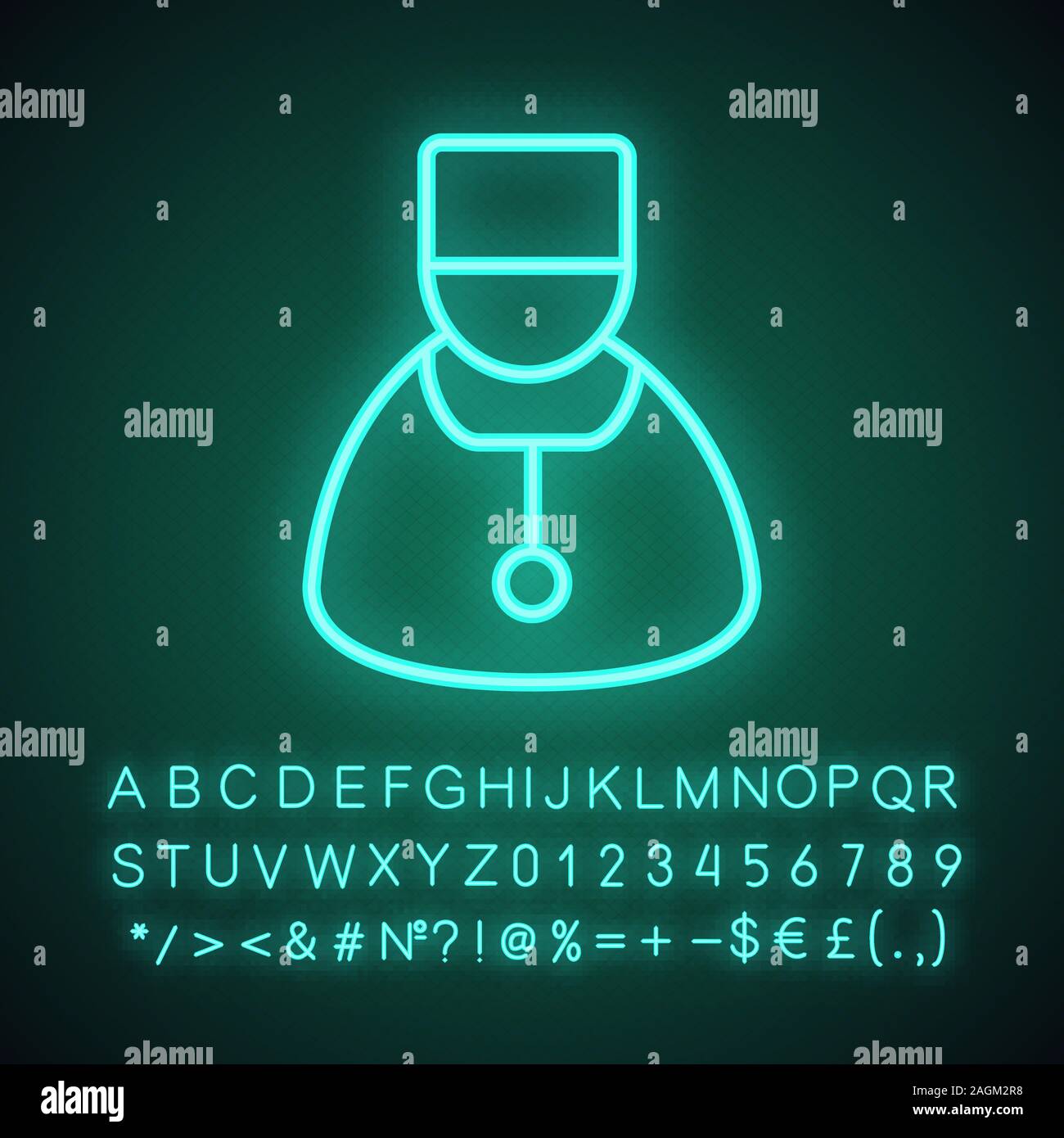 Doctor neon light icon. Medical worker. Practitioner. Glowing sign with ...