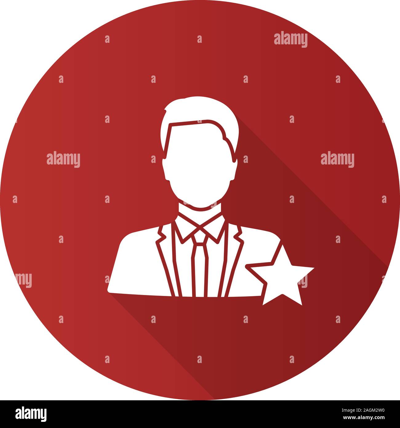 Actor or TV presenter flat design long shadow glyph icon. Movie star ...