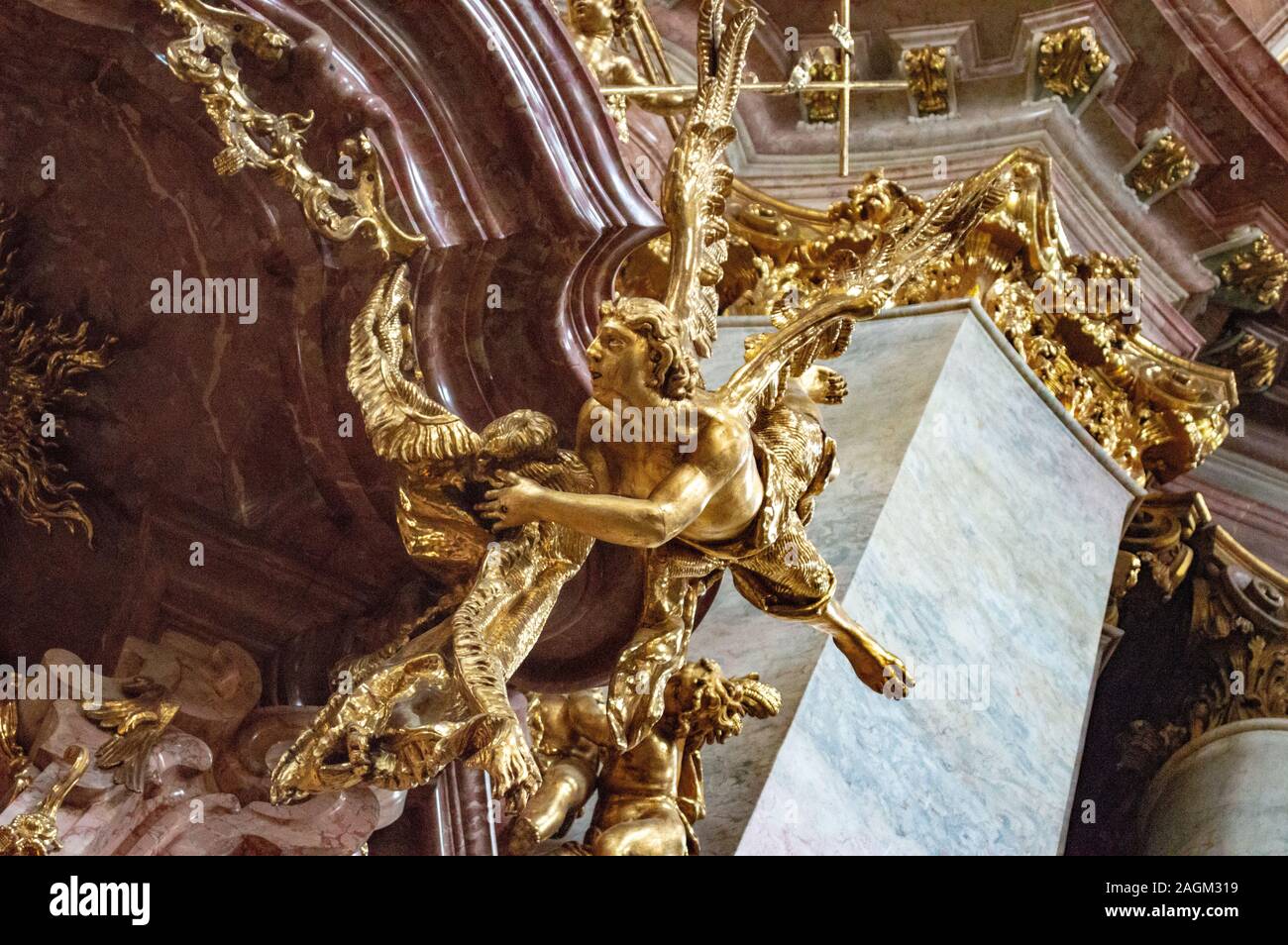 St. Nicholas Church, Prague: Statue of Angel Stock Photo - Alamy