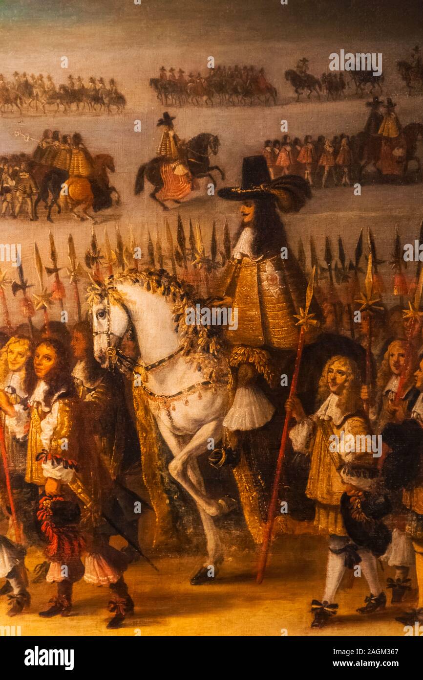 England, London, Museum of London, Painting of Charles II's Cavalcade ...