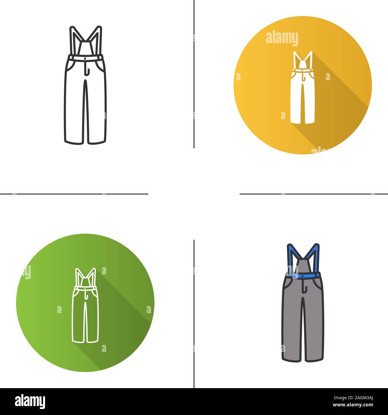 Ski pants icon. Winter overall. Bib-and-brace. Flat design, linear and ...
