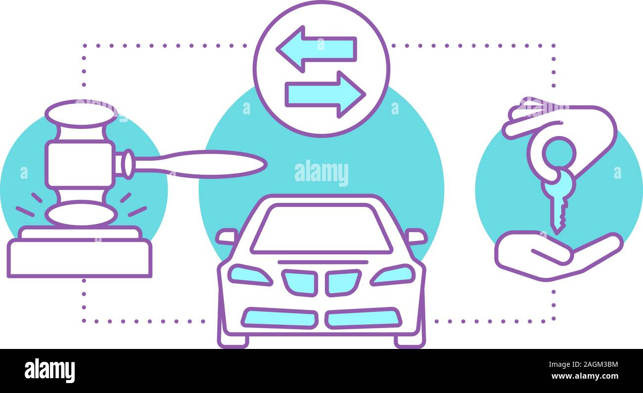 Division of property concept icon. Chattel auction. Car buying, rent or ...