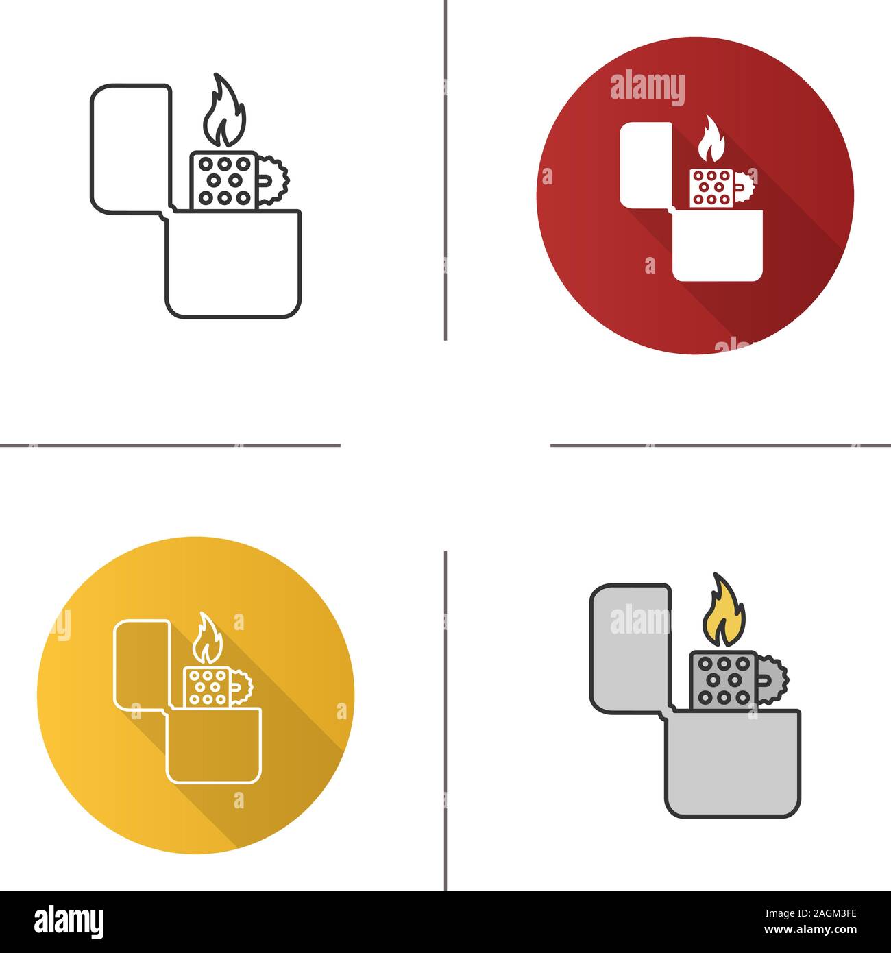 Flip lighter icon. Cigarette lighter. Flat design, linear and color ...