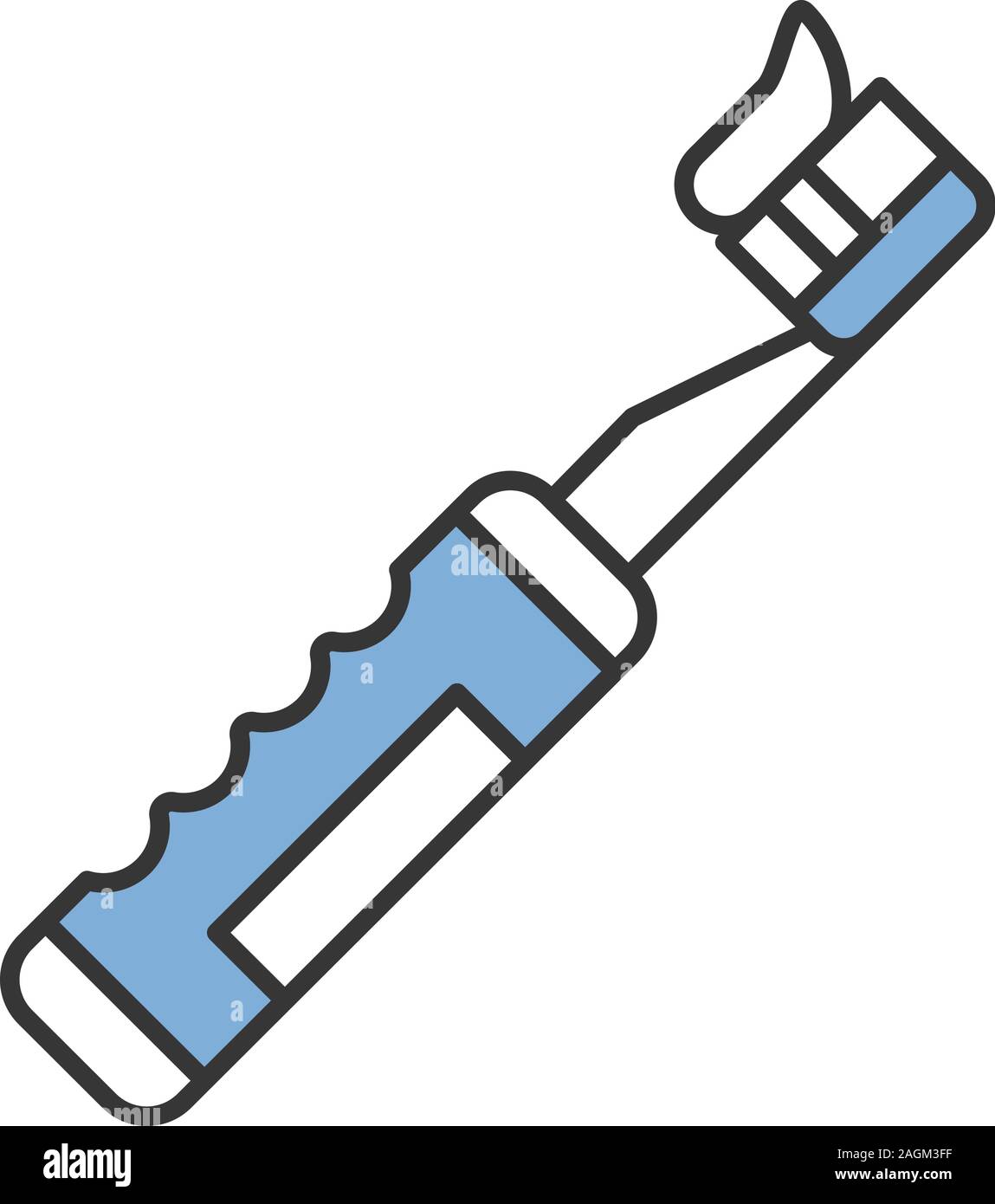 Electric toothbrush with toothpaste color icon. Teeth cleaning ...