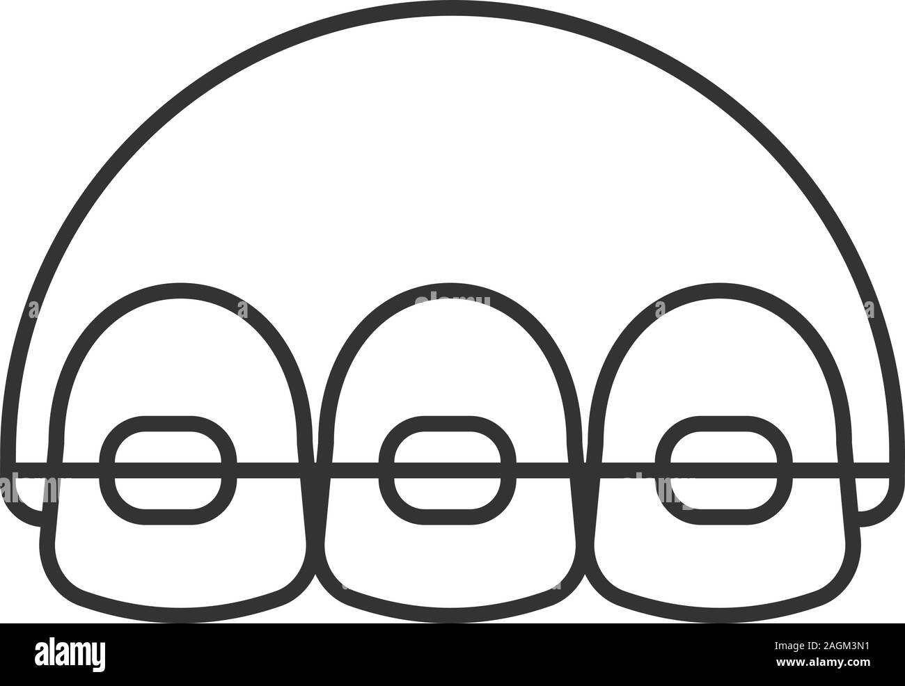Dental braces linear icon. Thin line illustration. Teeth aligning ...