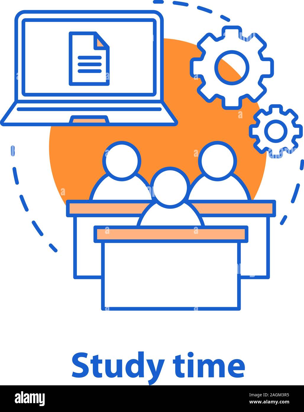 Study time concept icon. School education idea thin line illustration ...