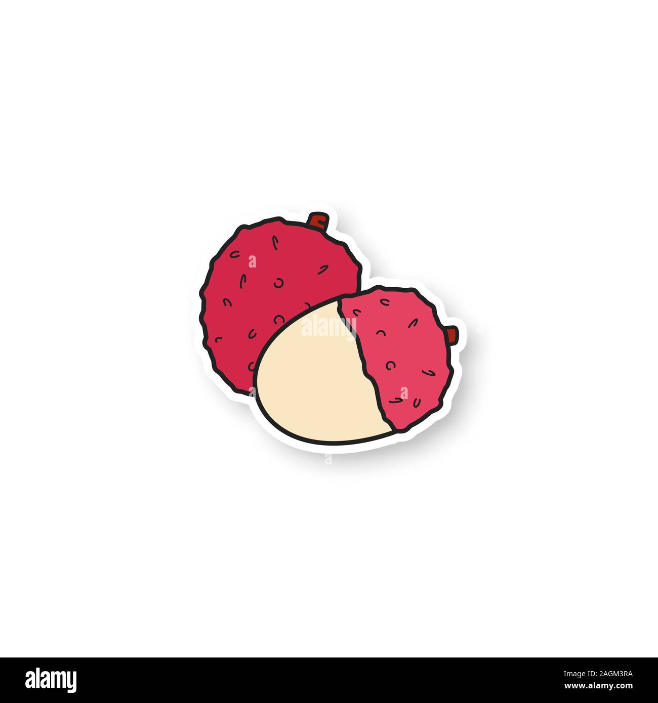 Lychee patch. Color sticker. Vector isolated illustration Stock Vector ...