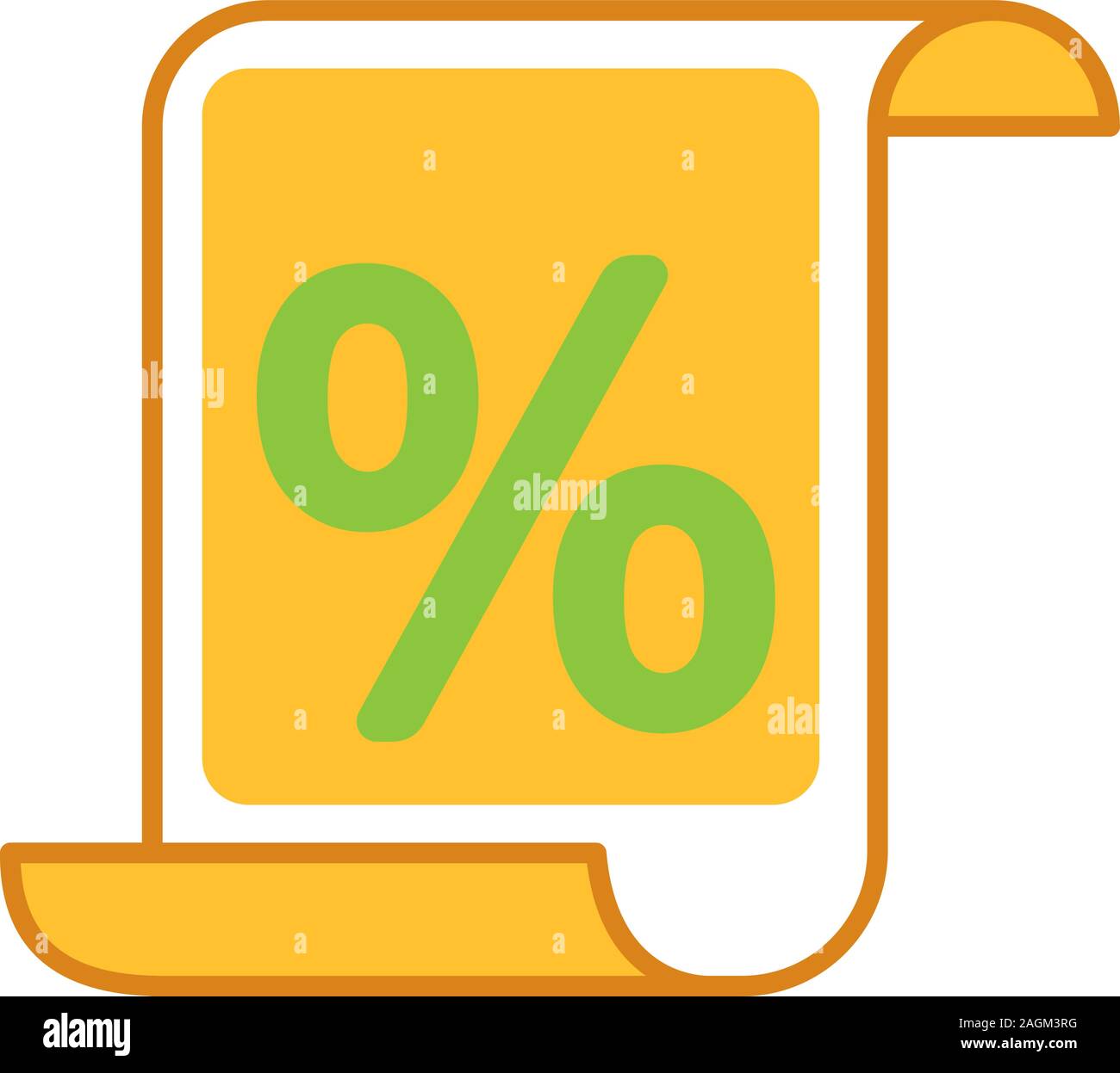 Paper scroll with percent color icon. Discount document, certificate ...