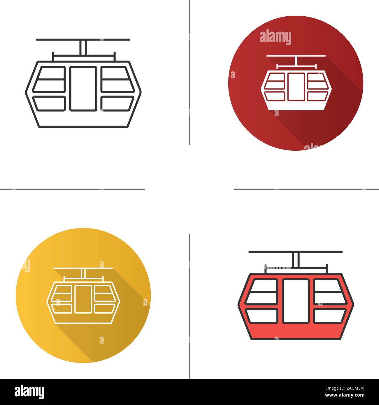 Funicular icon. Flat design, linear and color styles. Isolated vector ...