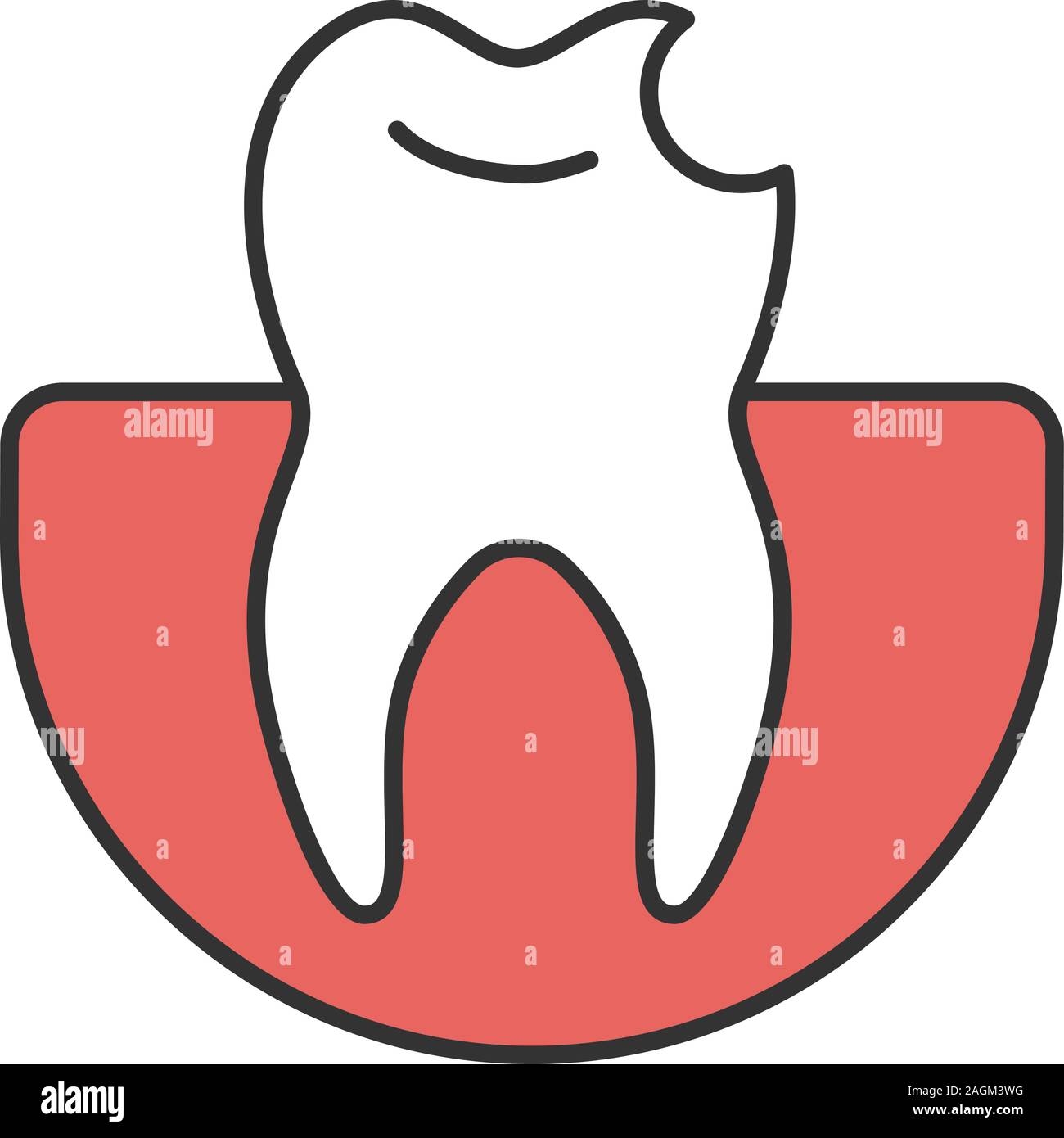 Broken tooth color icon. Chipped tooth. Isolated vector illustration ...