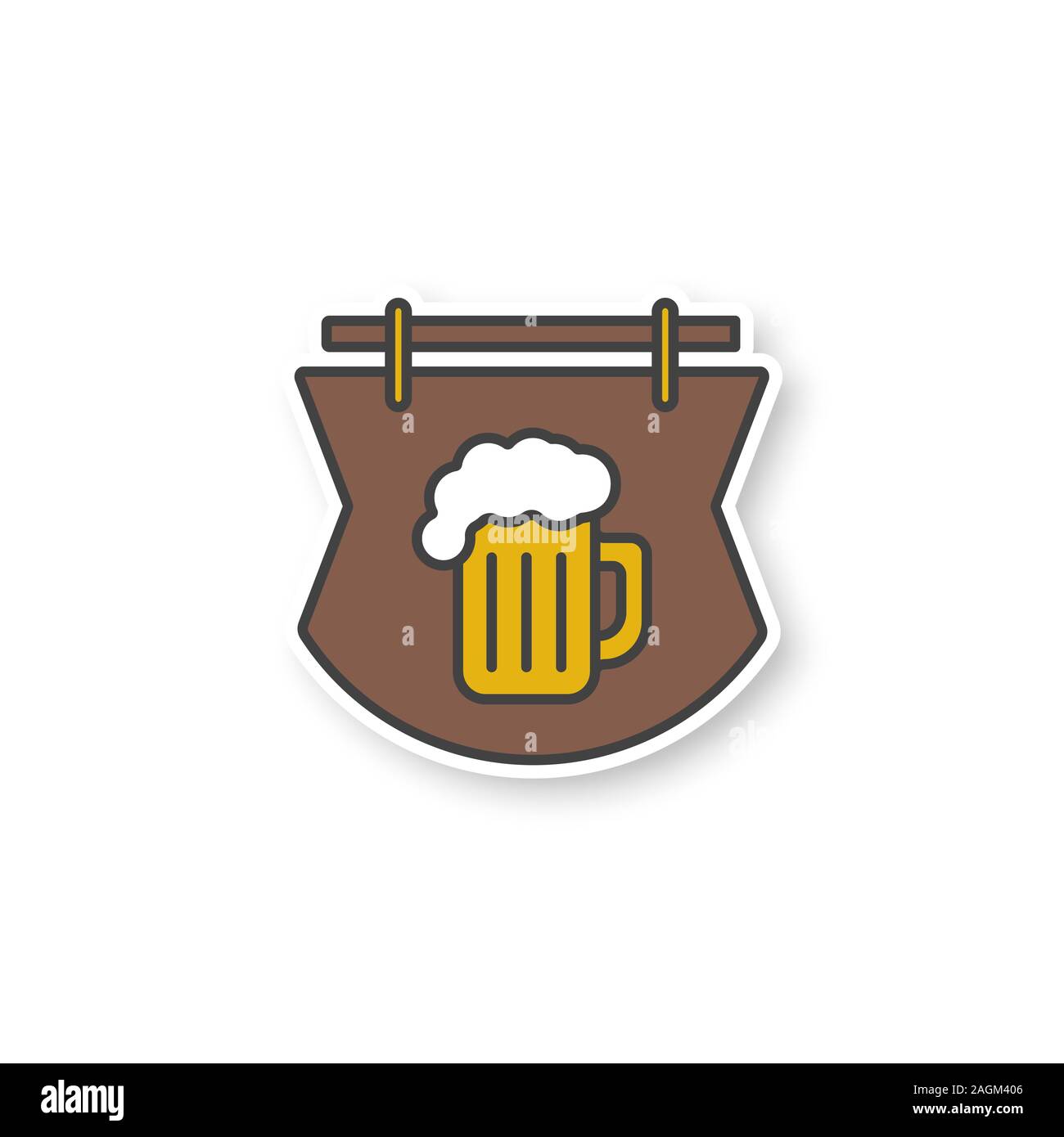 Bar wooden sign patch. Tavern. Pub. Color sticker. Vector isolated ...