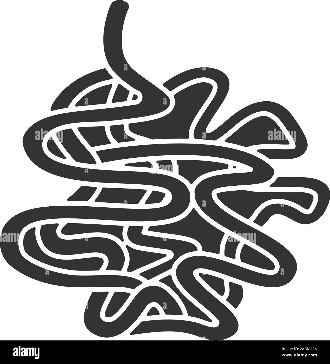 Small intestine glyph icon. Small bowel. Gastrointestinal tract ...