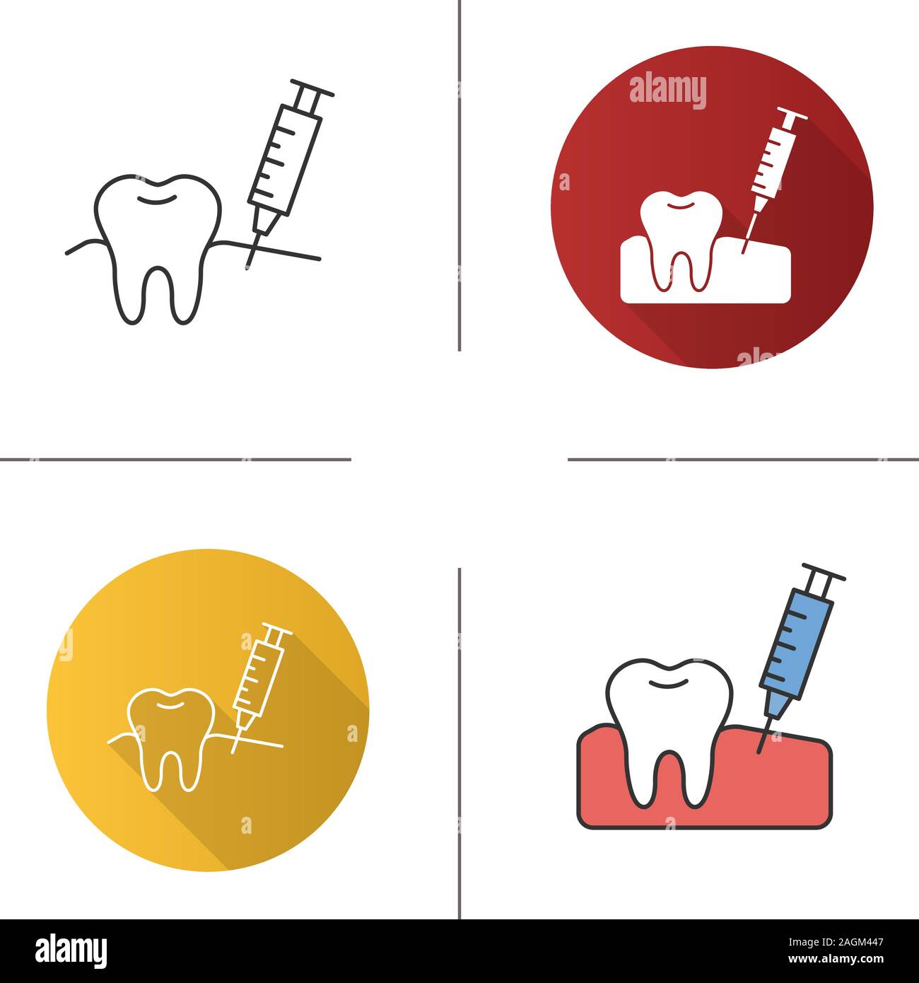 Gum injection icon. Dental anesthesia. Flat design, linear and color ...