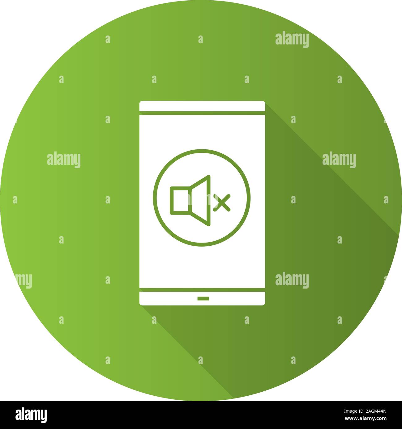 Smartphone sound turning off flat design long shadow glyph icon. Mute ...