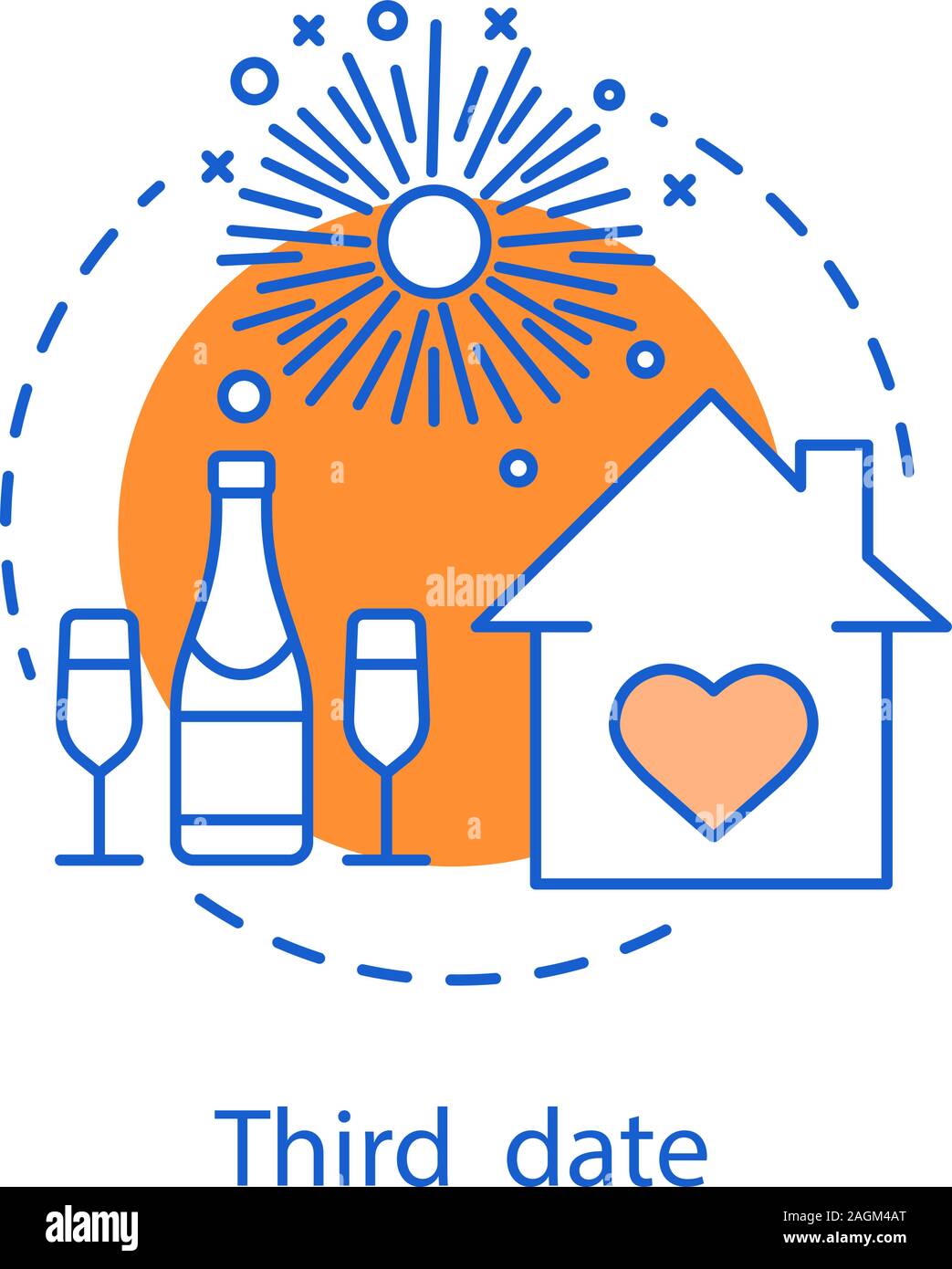 Third date concept icon. Romantic relationships idea thin line ...