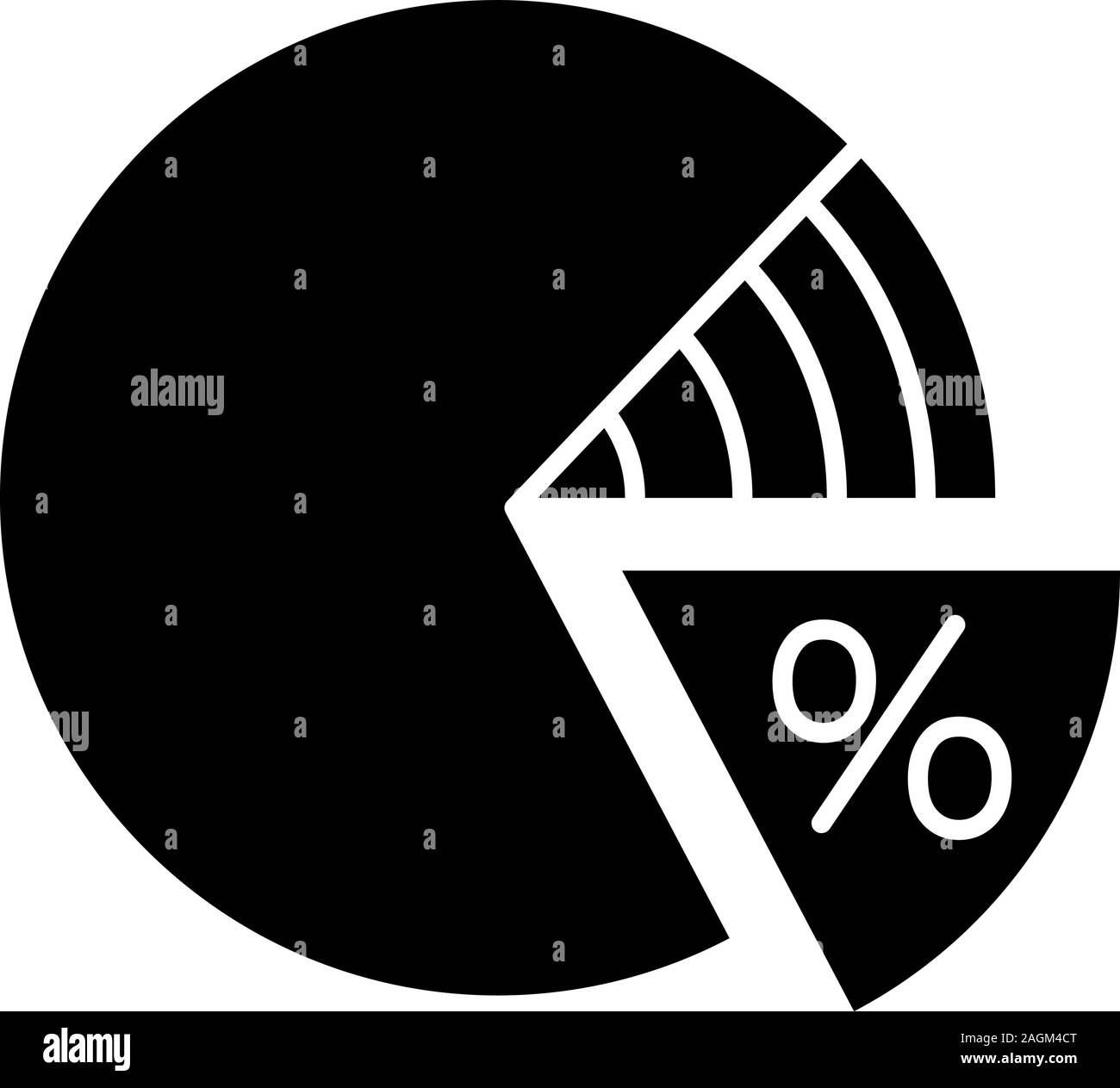 Percentage pie chart glyph icon. Percent diagram. Silhouette symbol ...
