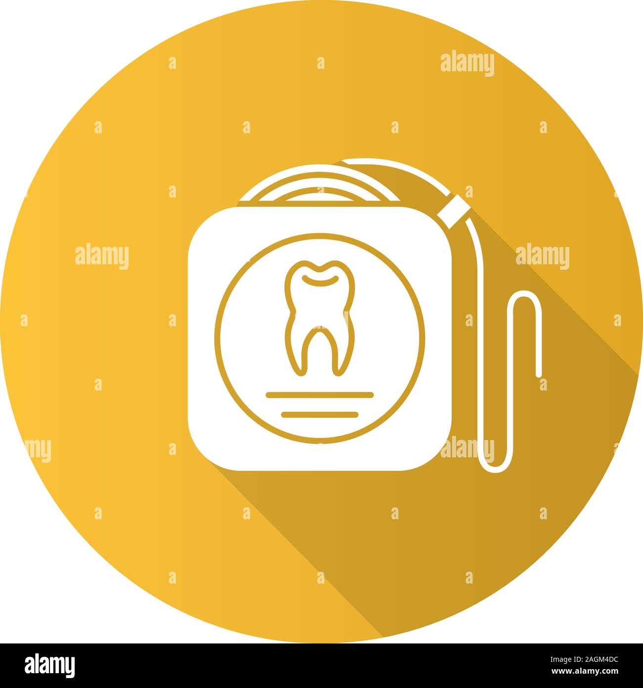 Dental floss flat design long shadow glyph icon. Teeth cleaning. Vector ...