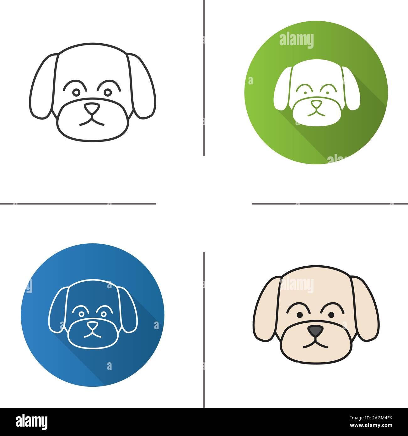 Maltese icon. Toy dog breed. Flat design, linear and color styles ...