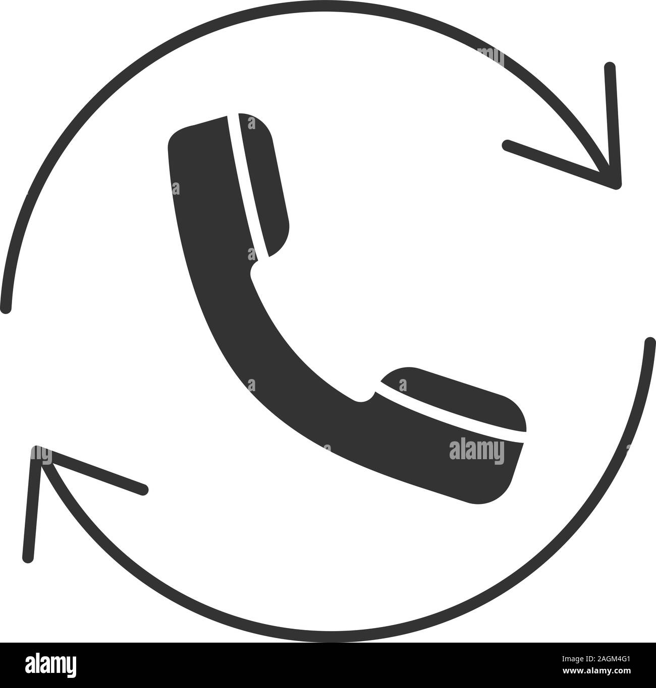 Calling glyph icon. Call back service. Circle arrow with handset inside ...