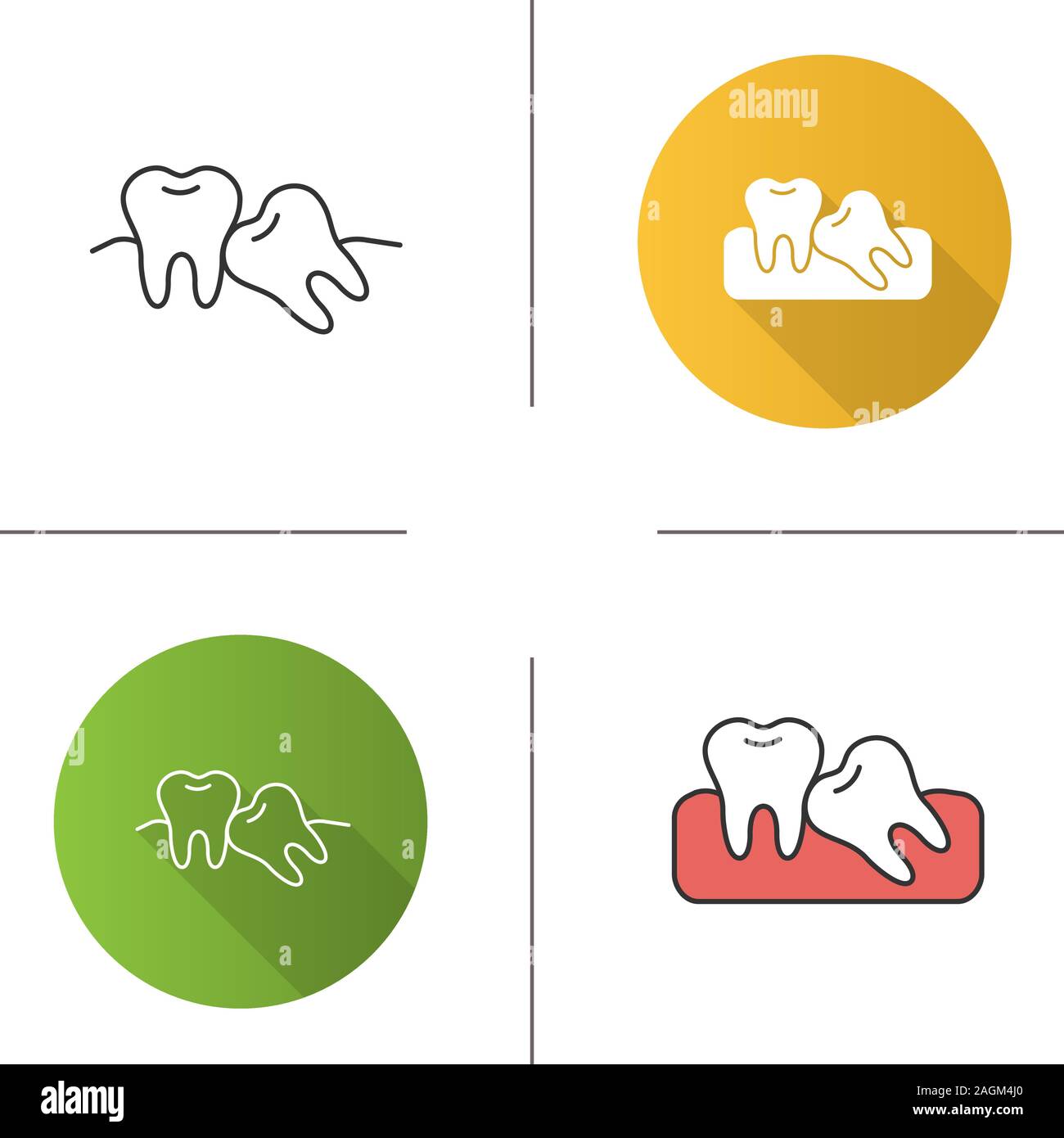 Crooked teeth icon. Malocclusion. Wisdom tooth problem. Flat design ...