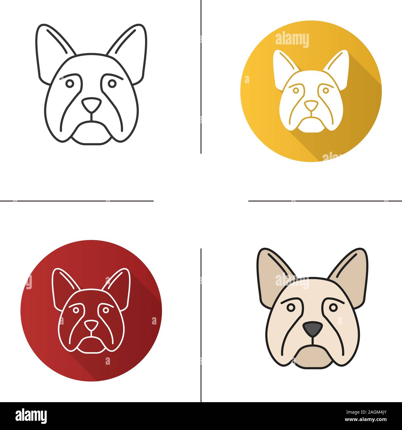 French bulldog icon. Frenchie. Utility dog breed. Flat design, linear ...