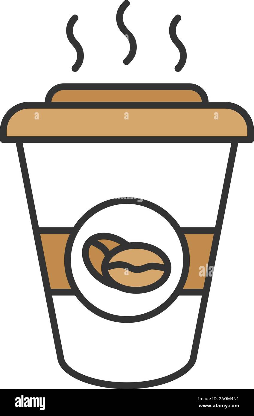 Coffee to go color icon. Disposable coffee cup with lid. Isolated vector illustration Stock ...