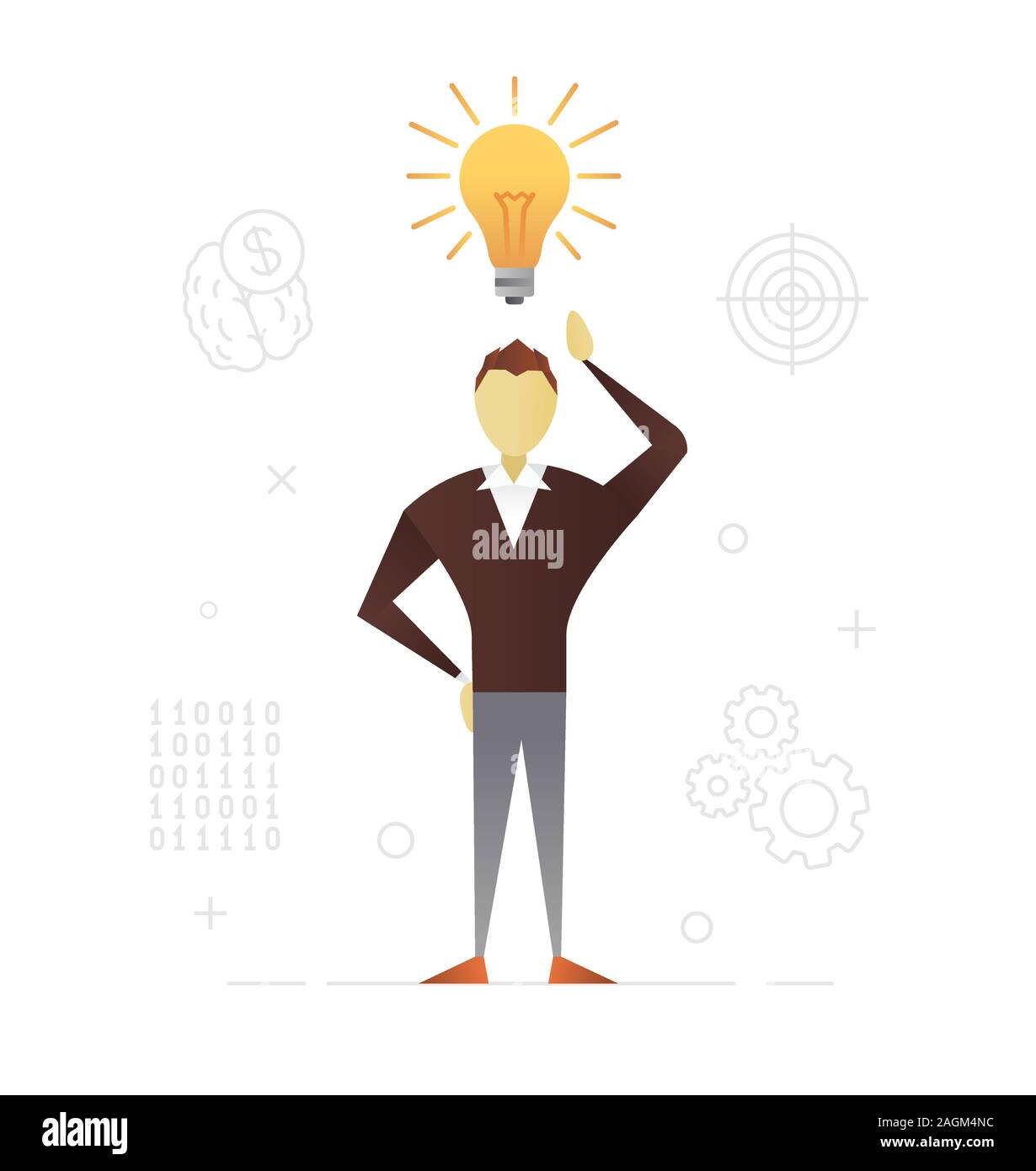 Smart person flat character Cut Out Stock Images & Pictures - Alamy