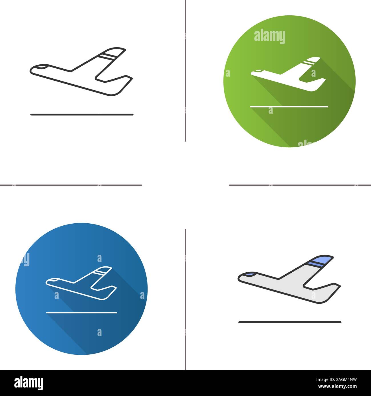 Airplane departure icon. Plane taking off. Flat design, linear and ...