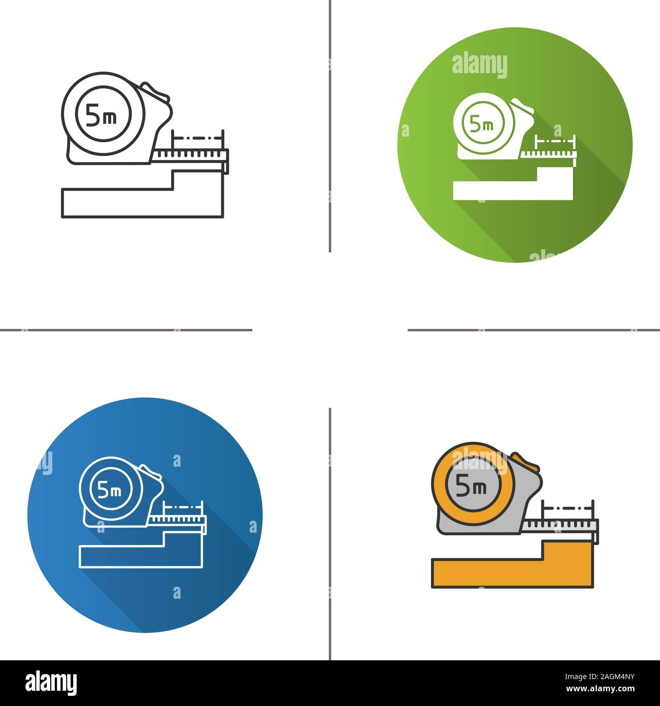 Meter, roulette icon. Length measurement. Measuring tape. Flat design ...