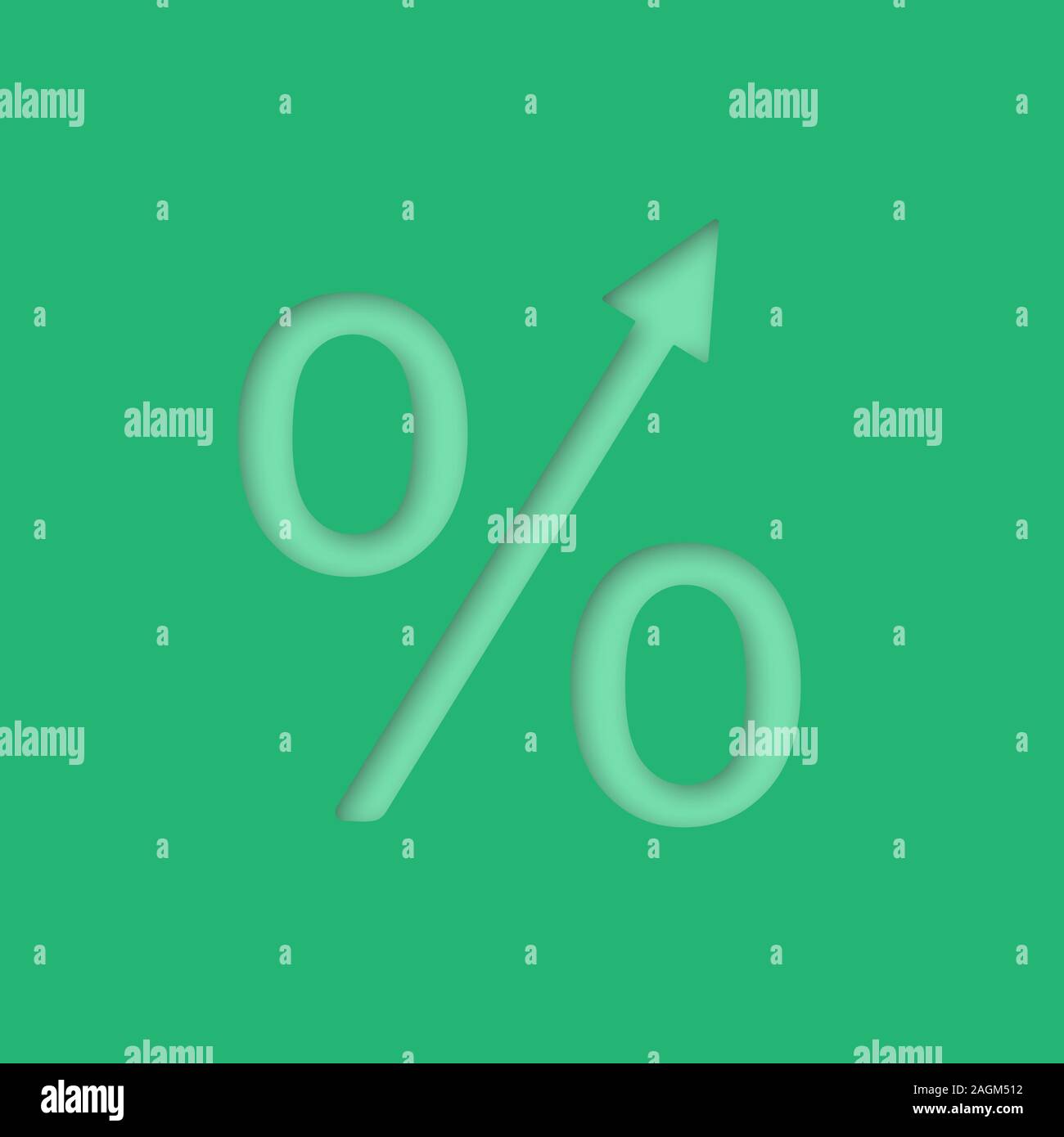 Percentage growth paper cut out icon. Profit rise. Vector silhouette ...