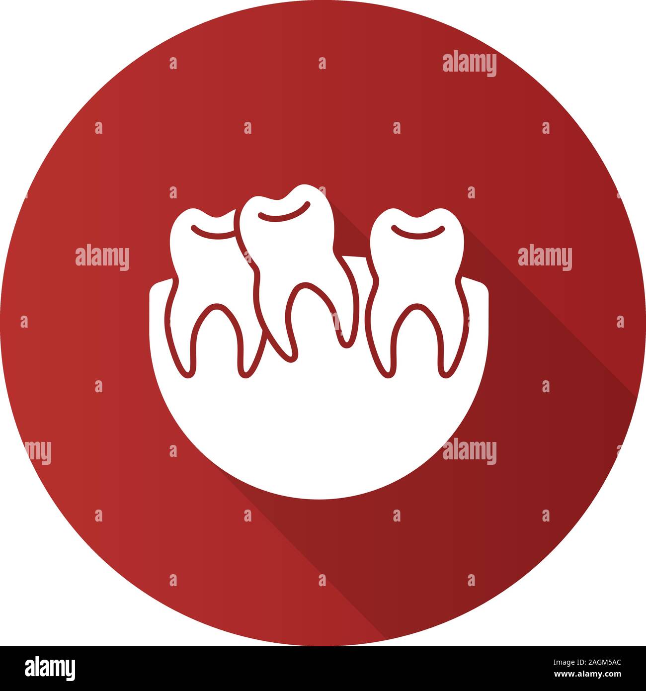 Crooked teeth flat design long shadow glyph icon. Malocclusion. Wisdom ...