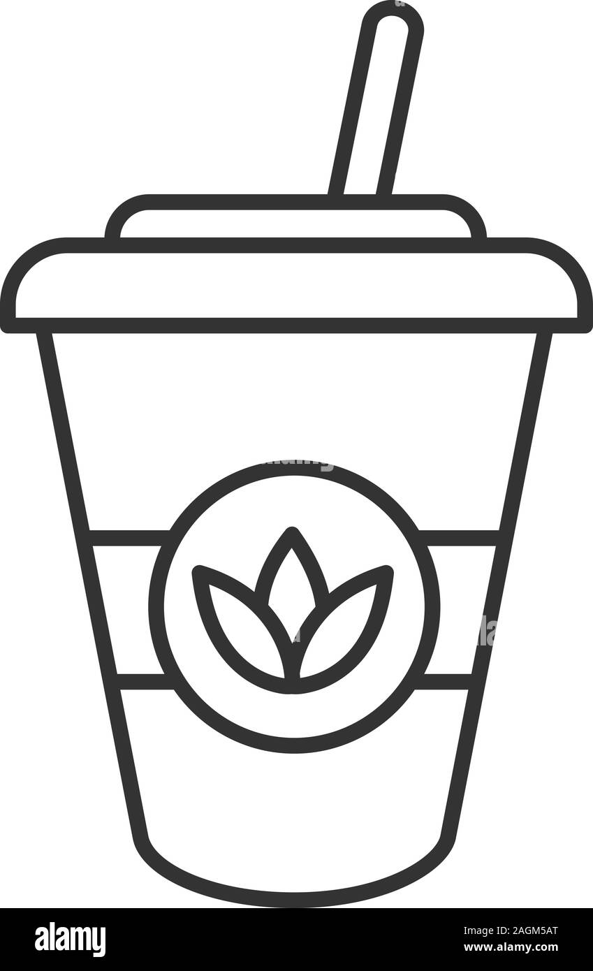 Ice tea linear icon. Thin line illustration. Detox drink. Disposable ...