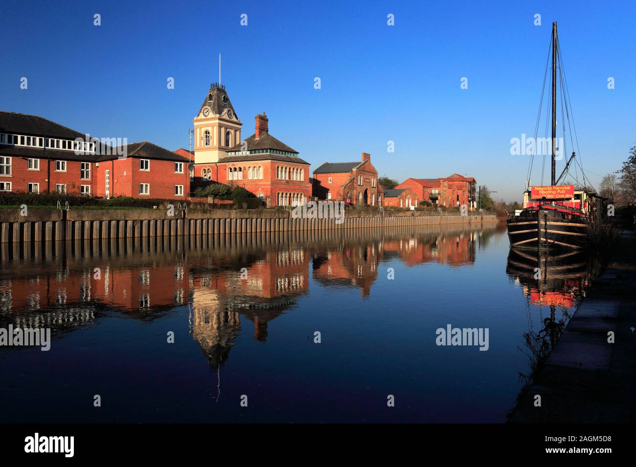 View over Newark Wharf, river Trent, Newark on Trent, Nottinghamshire ...