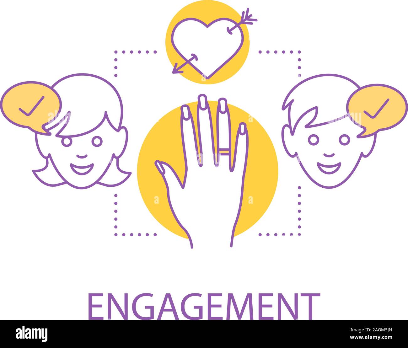 Engagement concept icon. Marriage proposal idea thin line illustration ...